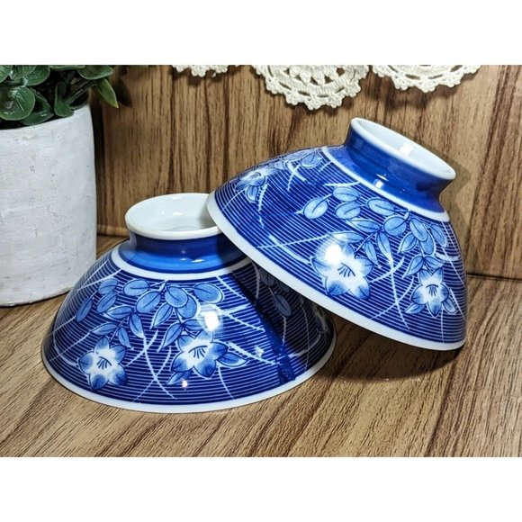 Kitchen | Vintage Porcelain Dimsum Noodle Bowls 3pc Set Blue White ...